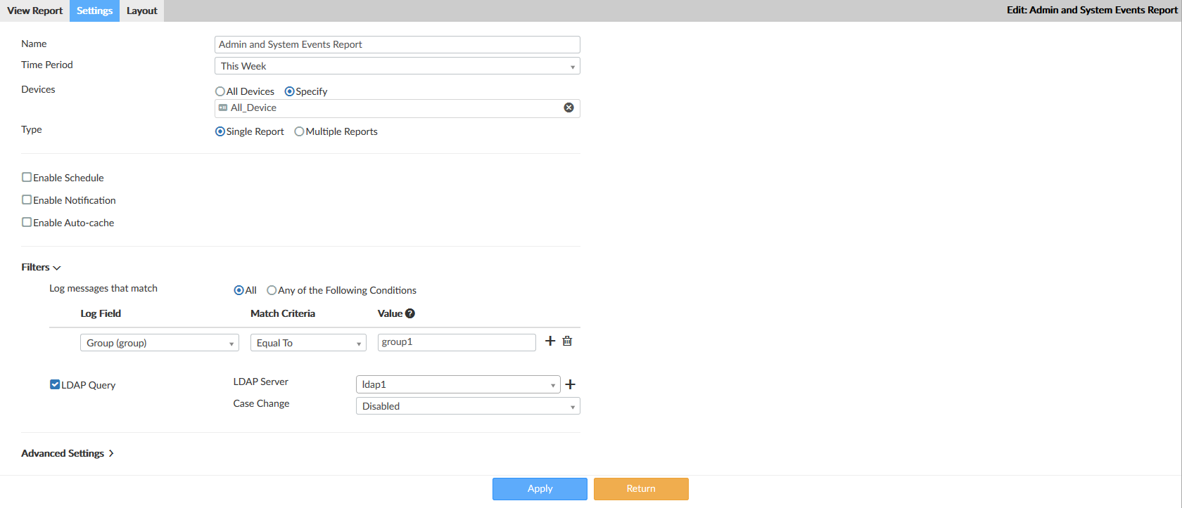 Configuring A Report With An Ldap Server Fortianalyzer 7 4 0